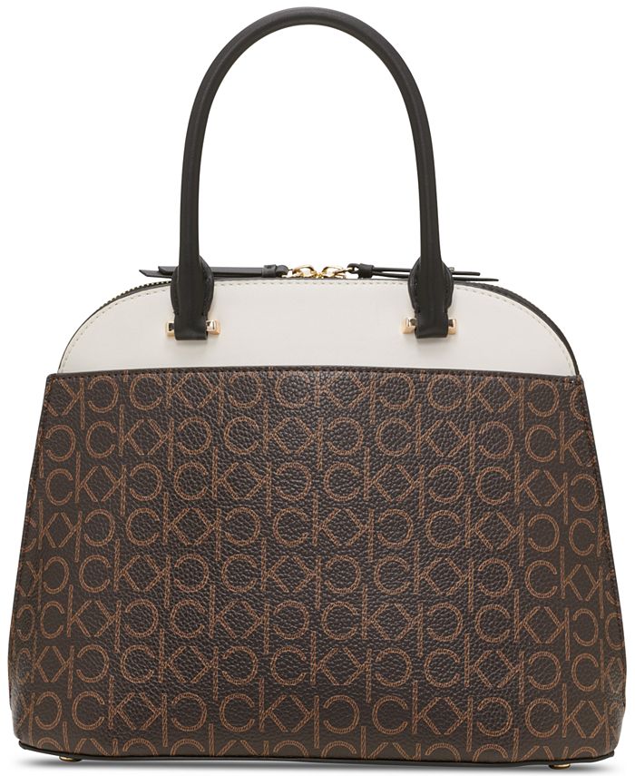 Calvin Klein Becky Signature Convertible Turnlock Dome Satchel - Macy's