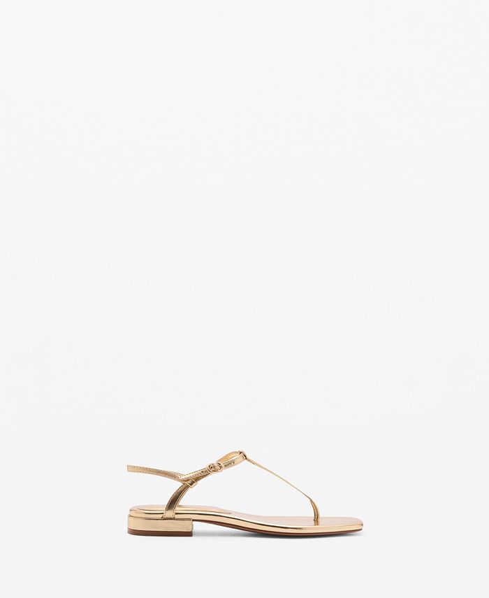 MANGO Women's Metallic Strap Sandals - Macy's