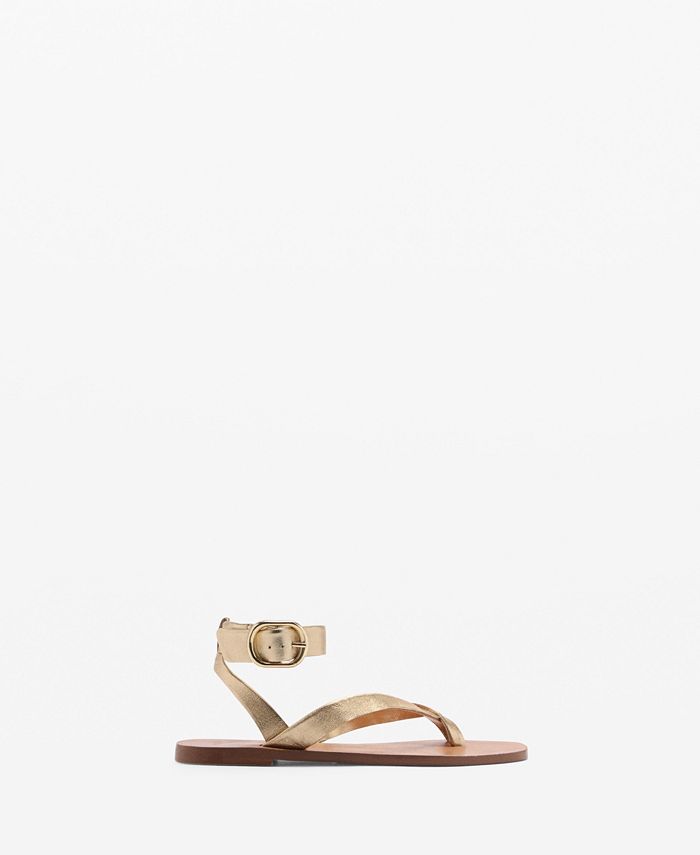 MANGO Women's Leather Straps Sandals - Macy's