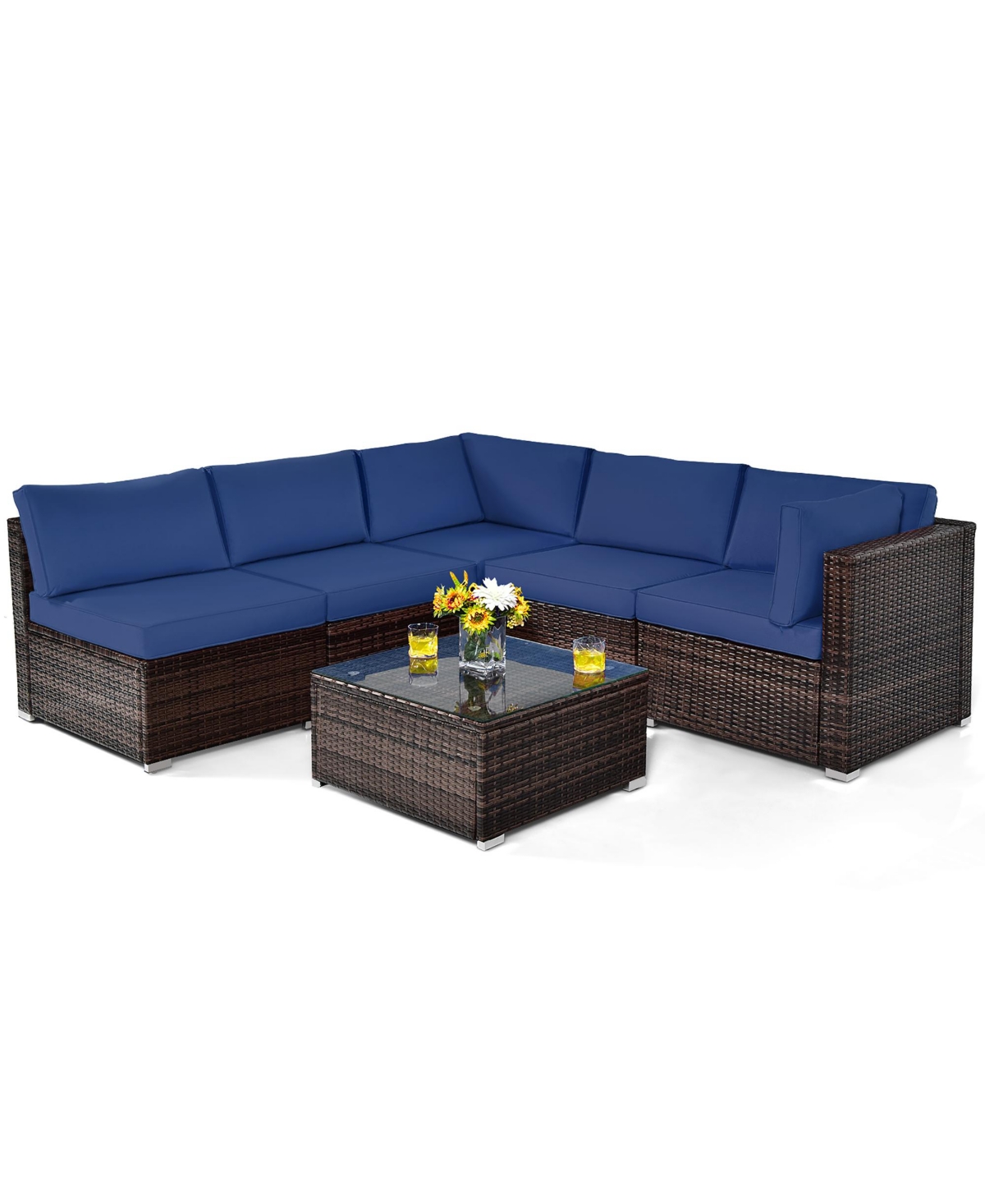 Click here for 6PCS Patio Rattan Furniture Set Cushioned Sofa Cof... prices