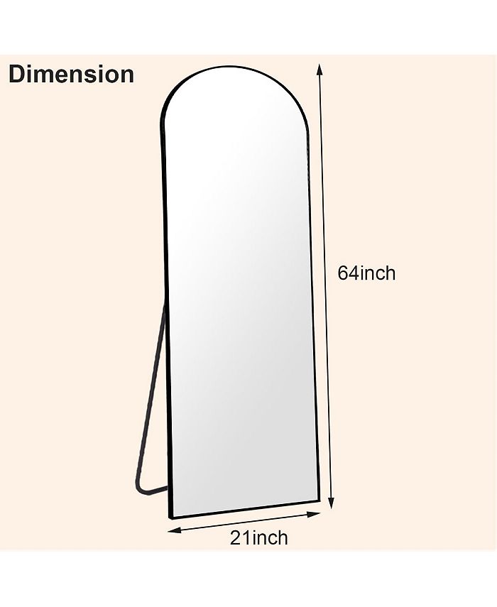 HOMLUX 21"x64" Arched Full Length Mirror with Black Aluminum Frame ...