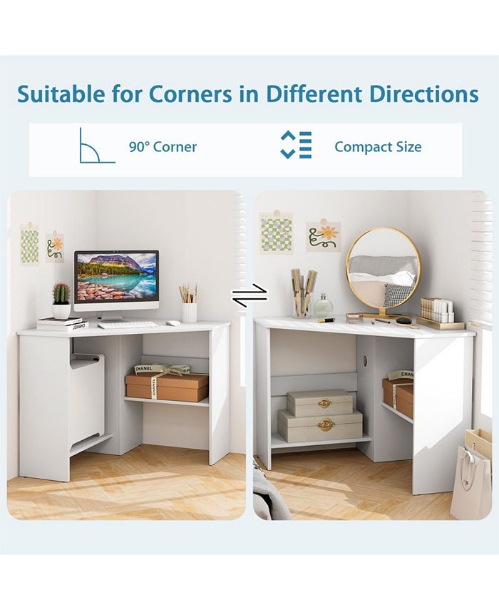 Slickblue Corner Computer Desk Triangle Writing Workstation with ...