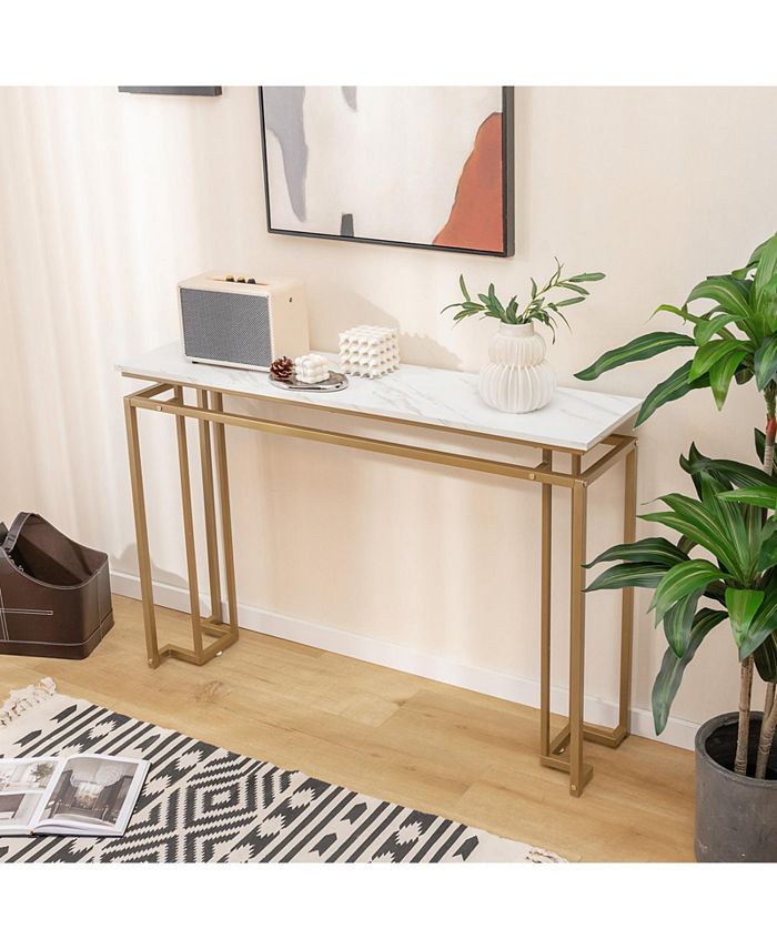 Slickblue Modern Entryway Table with Gold Heavy-duty Metal Frame and ...