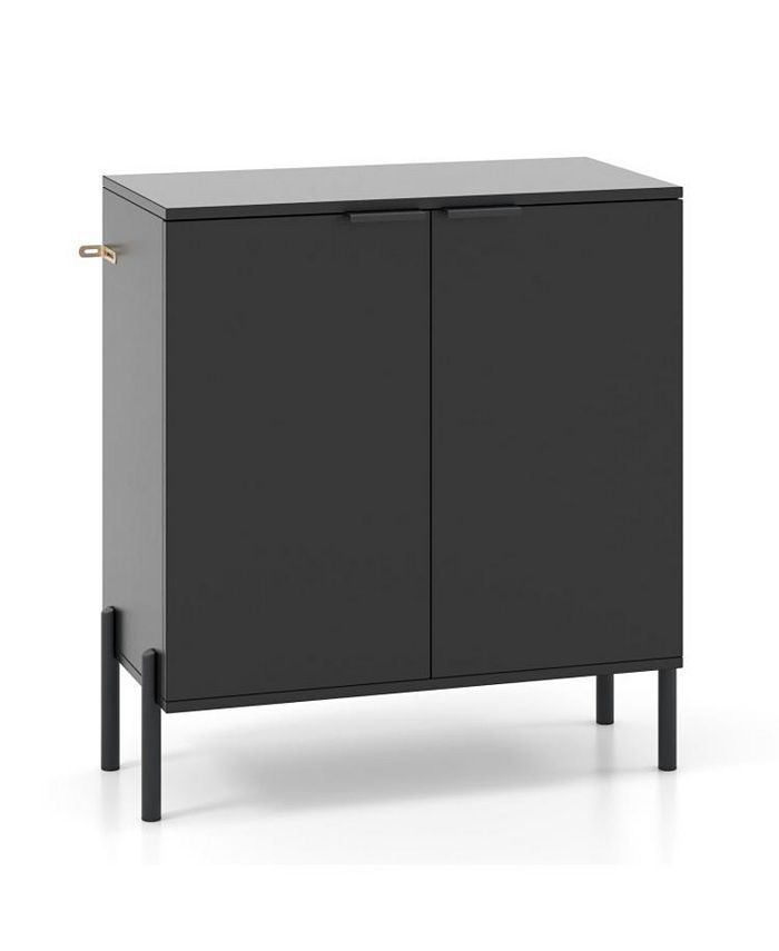 Slickblue 2-Door Buffet Cabinet Sideboard with Shelf and Metal Legs-Black - Macy's