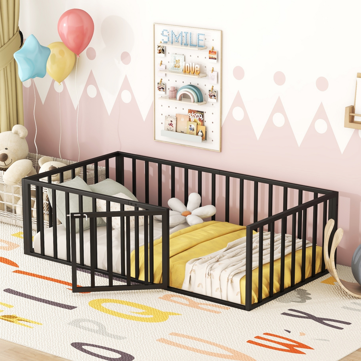 Click here for Streamdale Twin Size Metal Floor Bed Frame with Fe... prices