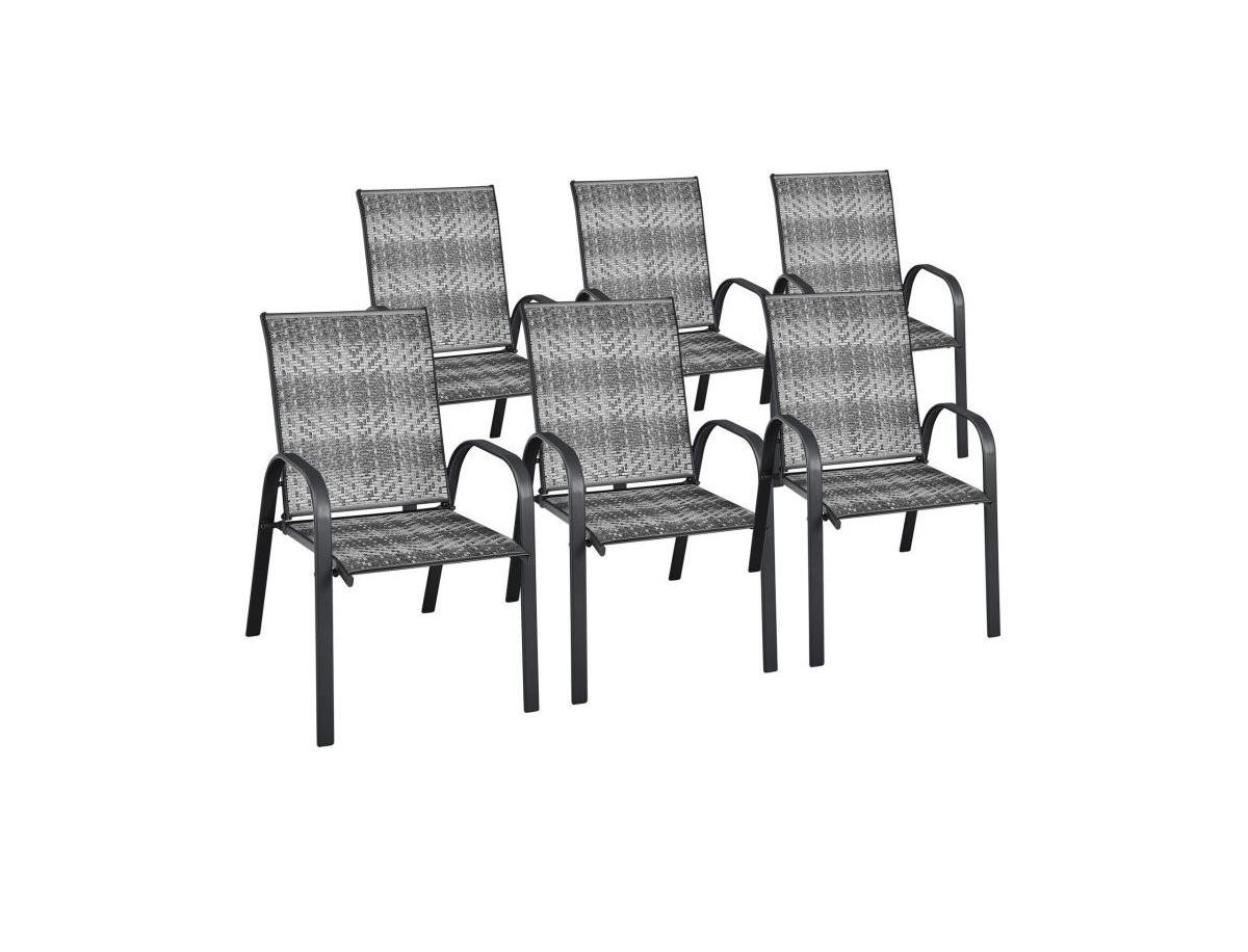 Click here for Slickblue Set of 6 Outdoor Pe Wicker Stackable Cha... prices