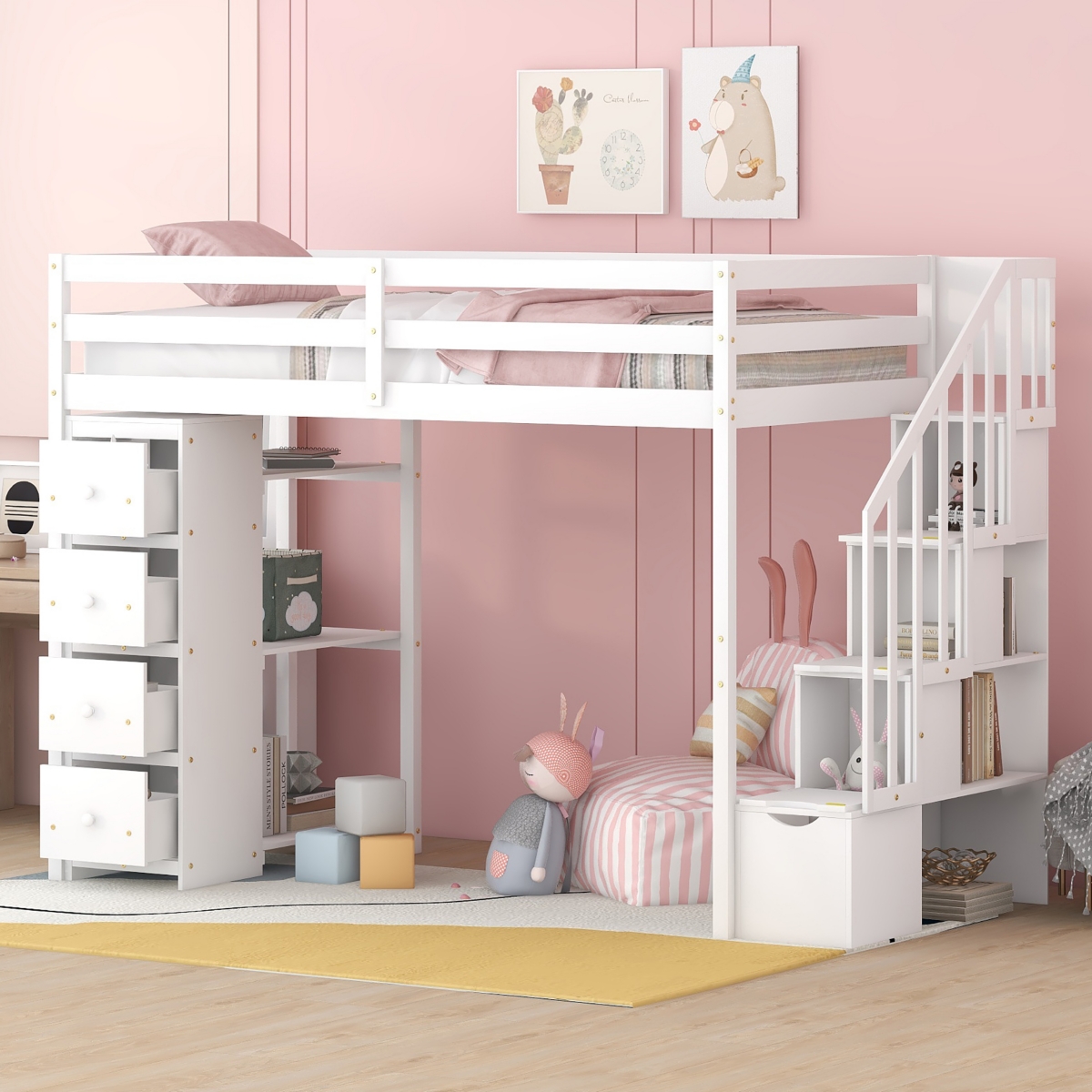 Click here for Streamdale Loft Bed with Storage  Stairs  and Shel... prices