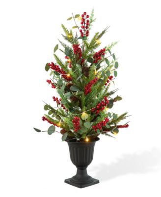 Glitzhome 36 H Christmas Lighted Pine Needle and Eucalyptus leaf Urn ...