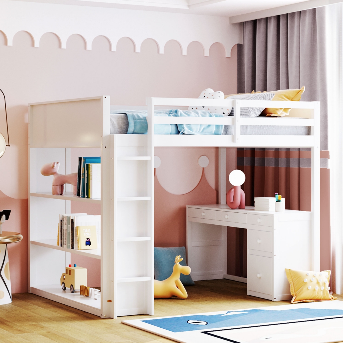 Click here for Streamdale Full Size Loft Bed With Ladder  Shelves... prices