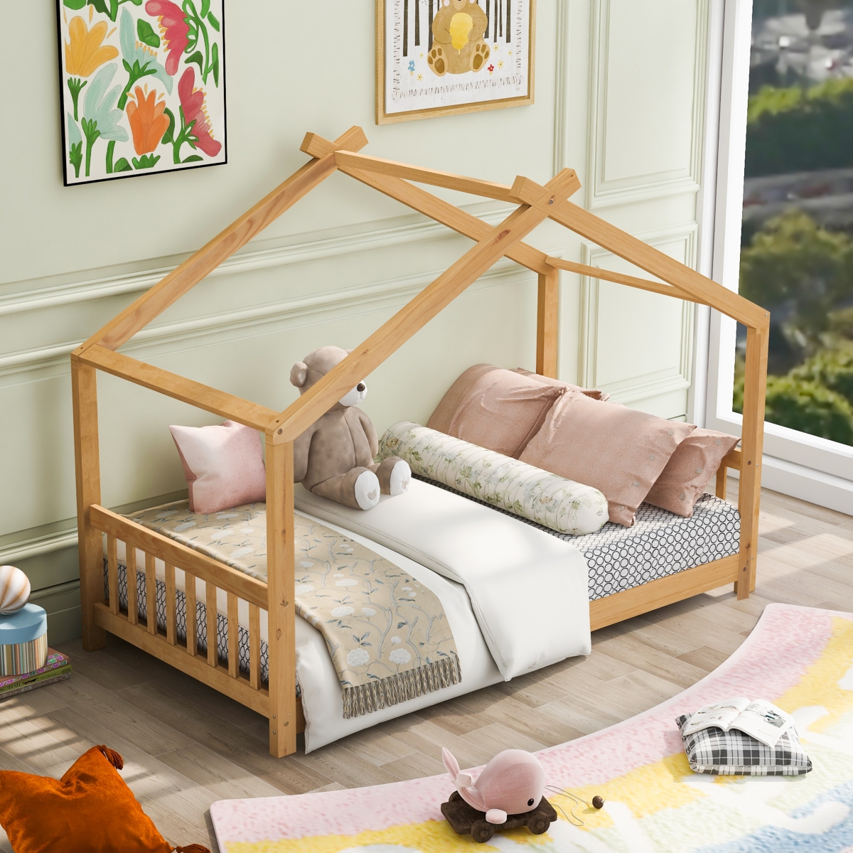 Click here for Streamdale Twin Size House Platform Bed With Headb... prices