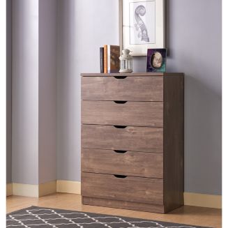 Hazelnut 5-Drawer Storage Chest with Cutout Handles and Metal Glides ...