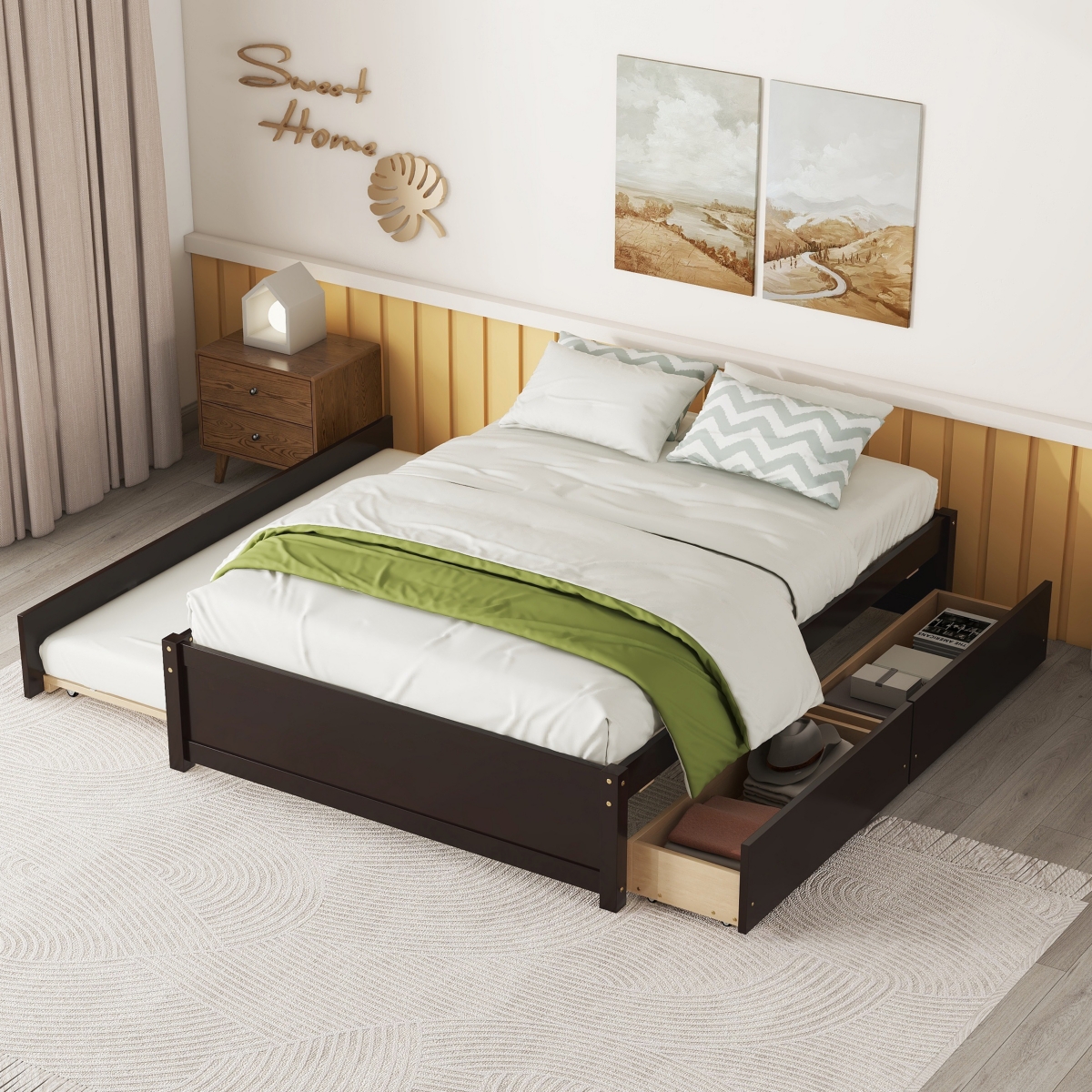 Click here for Streamdale Full Bed With Twin Size Trundle And Two... prices