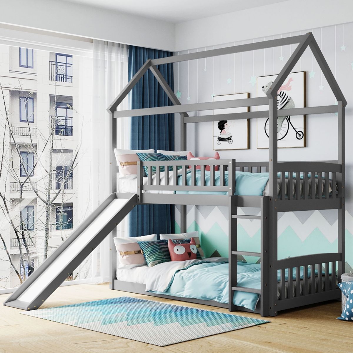 Click here for Streamdale Twin Over Twin Bunk Bed With Slide  Hou... prices