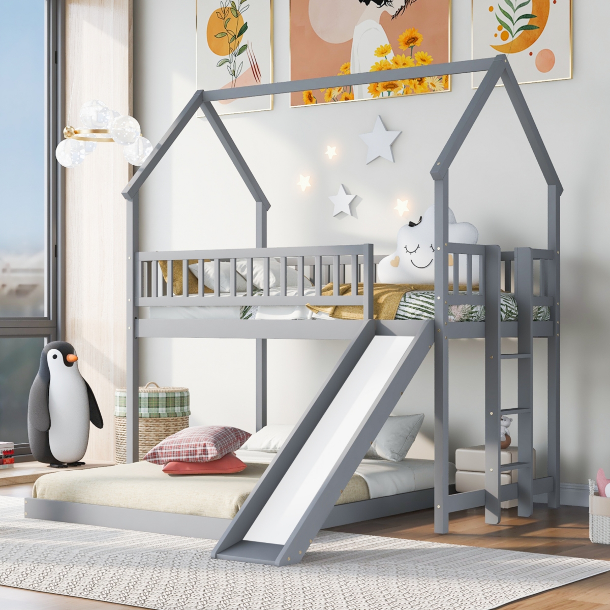 Click here for Simplie Fun Twin Over Full House Bunk Bed With Sli... prices