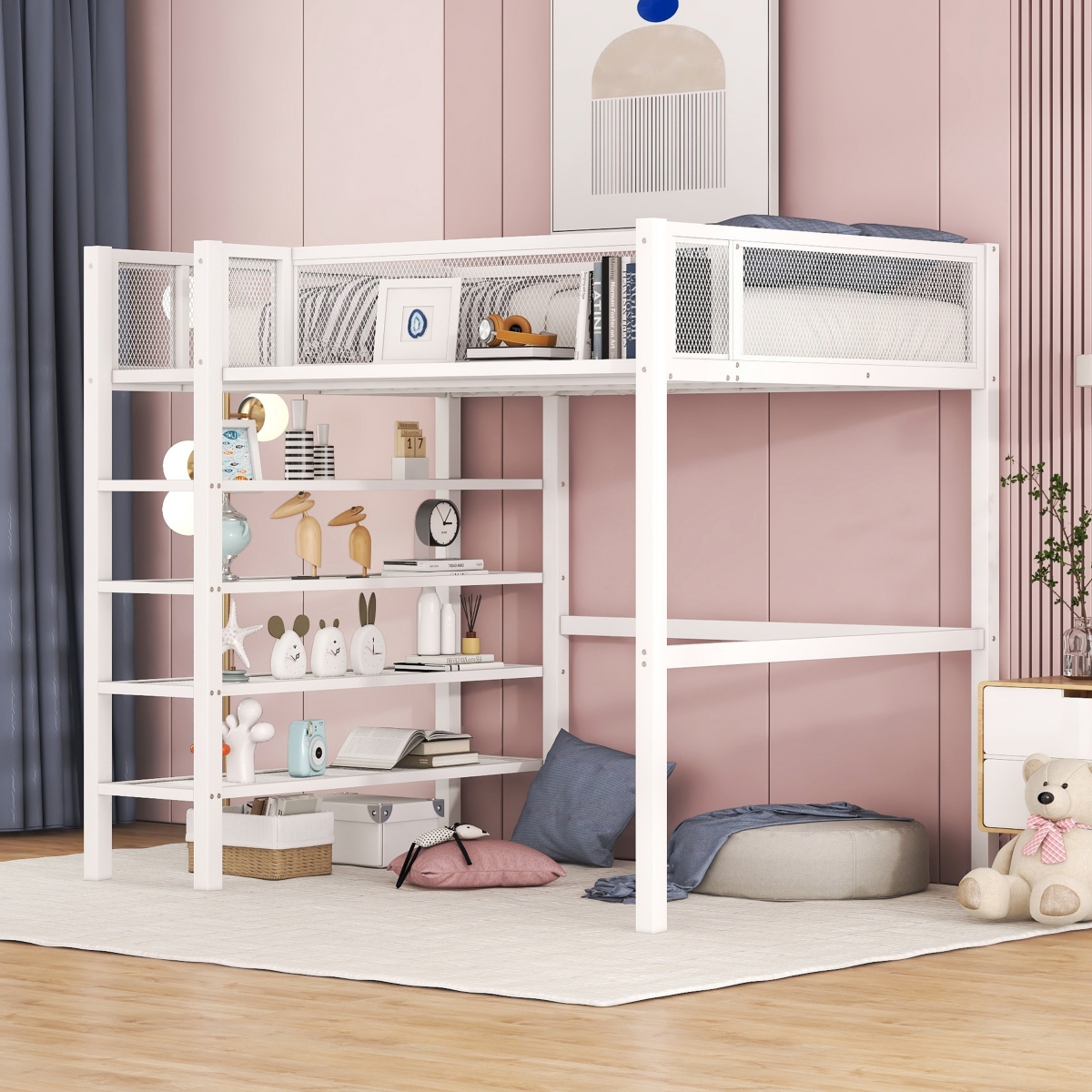 Click here for Streamdale Twin Size Metal Loft Bed With 4Tier She... prices