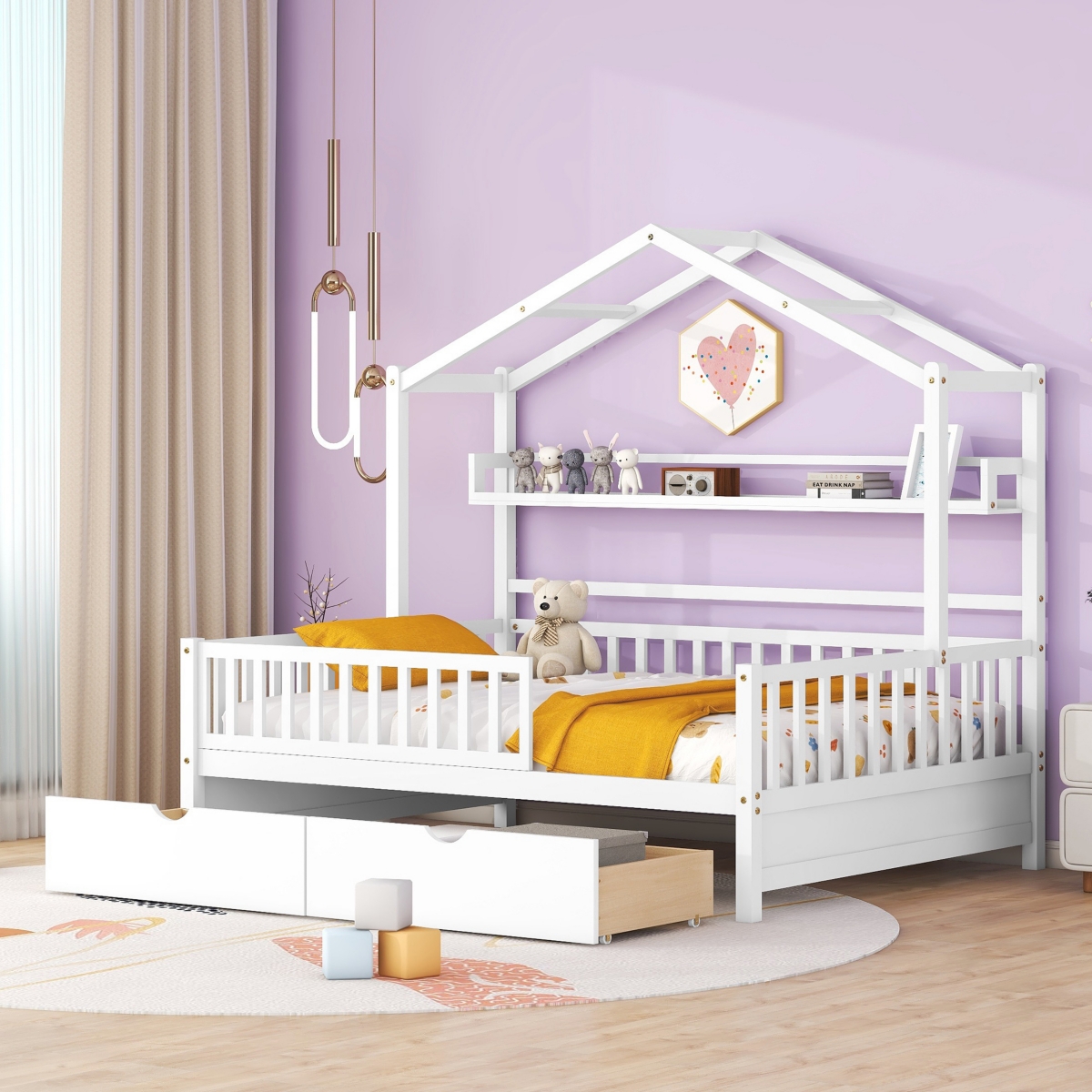 Click here for Streamdale Kids White Wooden House Bed with Drawer... prices