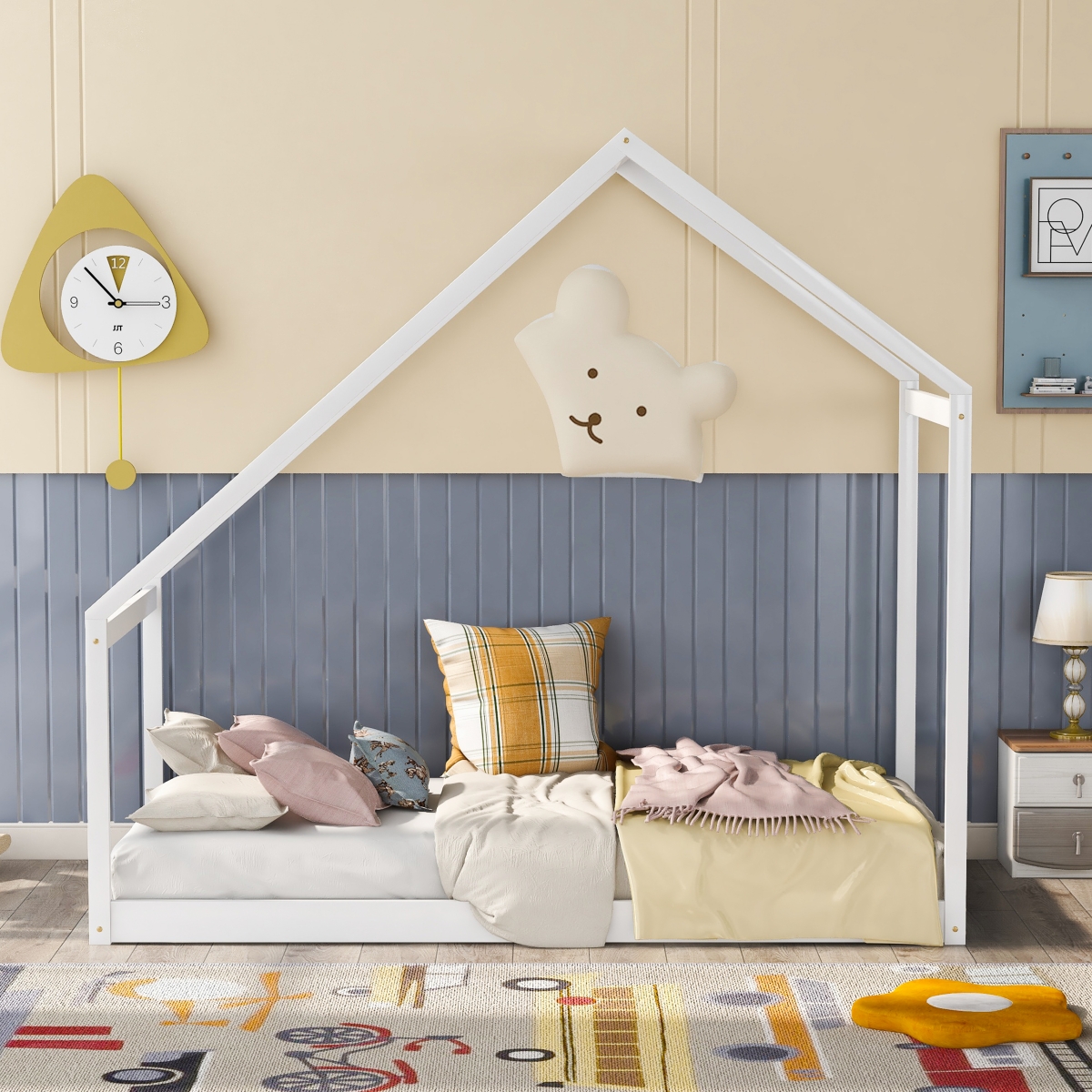 Click here for Streamdale Twin Size Wooden House Bed - White prices