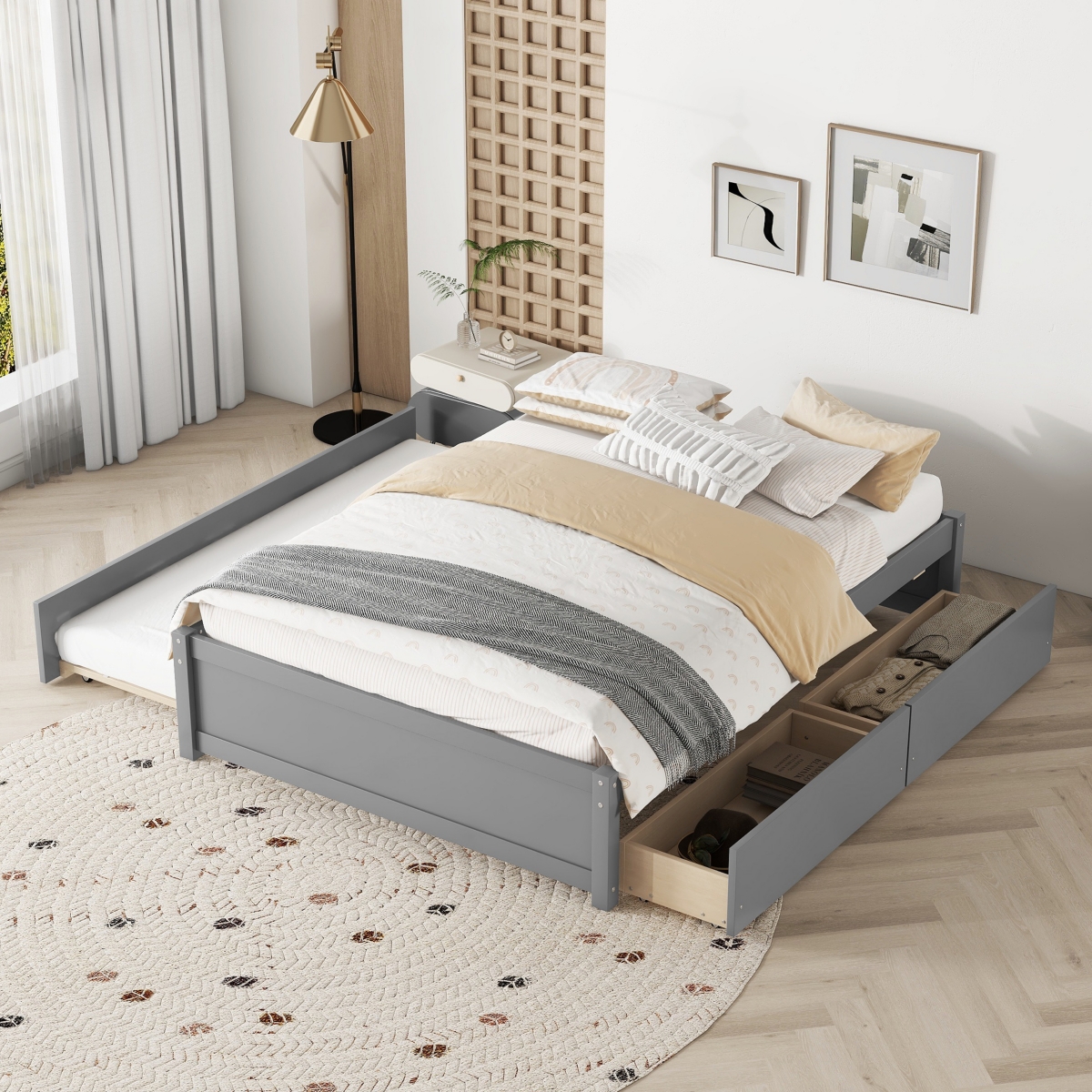 Click here for Streamdale Full Bed With Twin Size Trundle And Two... prices