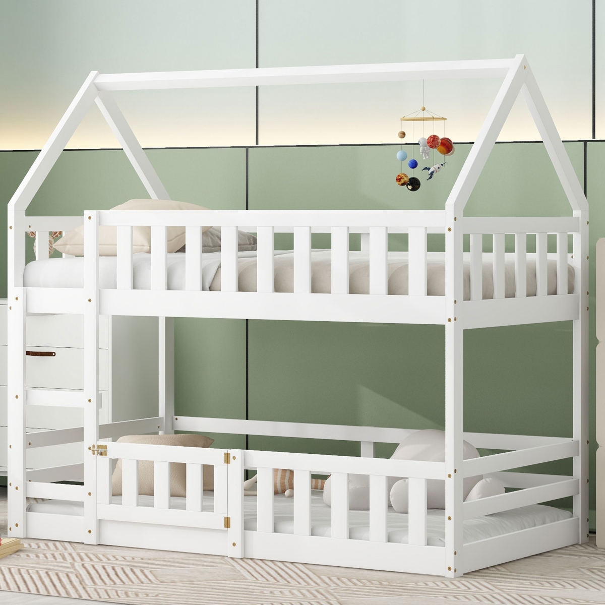 Click here for Streamdale Twin Over Twin House Bunk Bed With Fenc... prices