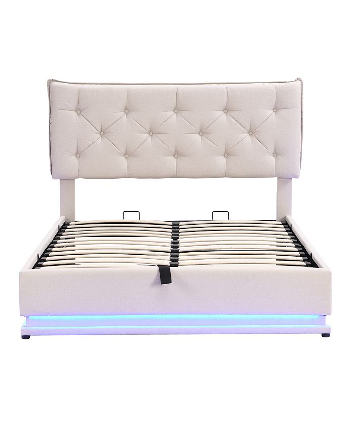 Simplie Fun Upholstered Storage Bed with LED Light - Macy's
