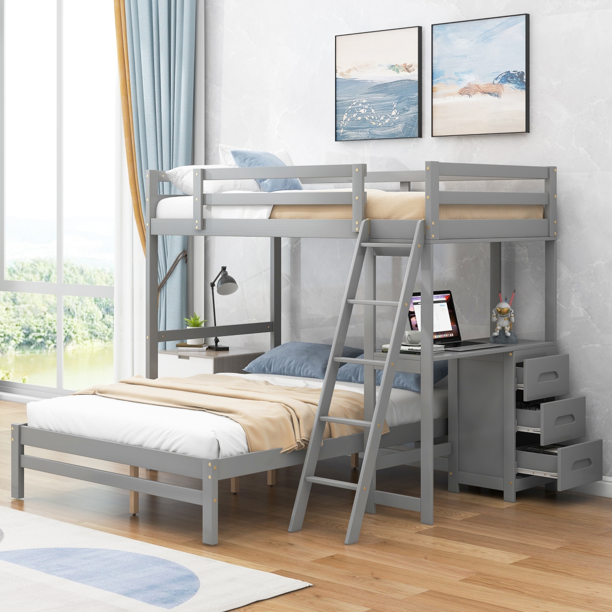 Click here for Streamdale Twin Over Full Bunk Bed With Built-In D... prices