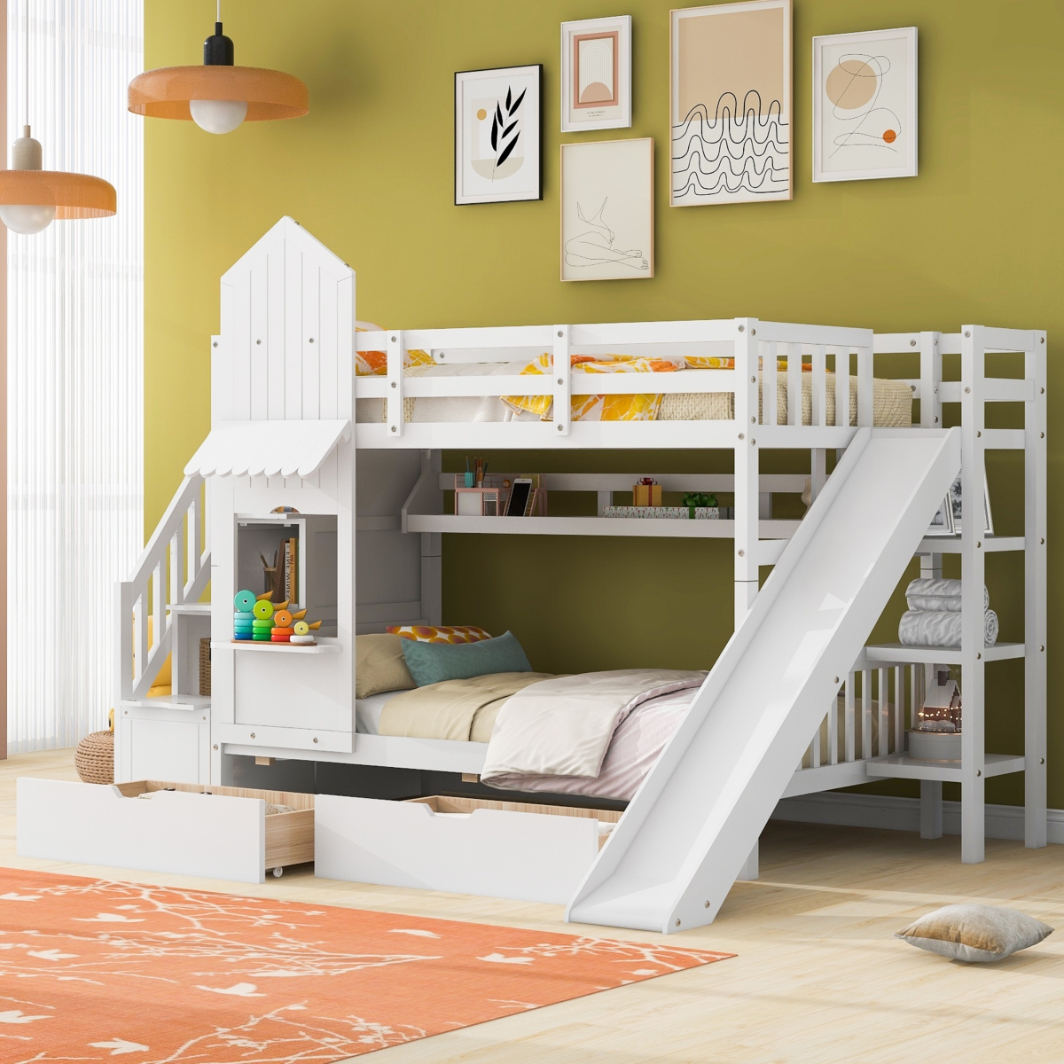 Click here for Streamdale Castle Bunk Bed w/ Drawers  Shelves  Sl... prices