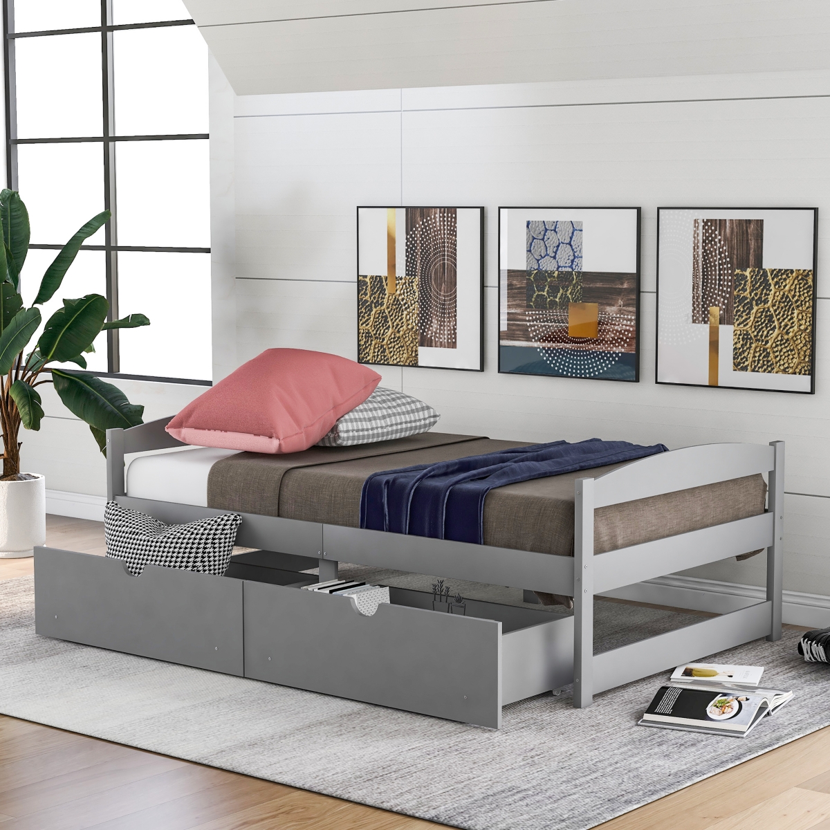 Click here for Streamdale Twin Size Platform Bed  With Two Drawer... prices