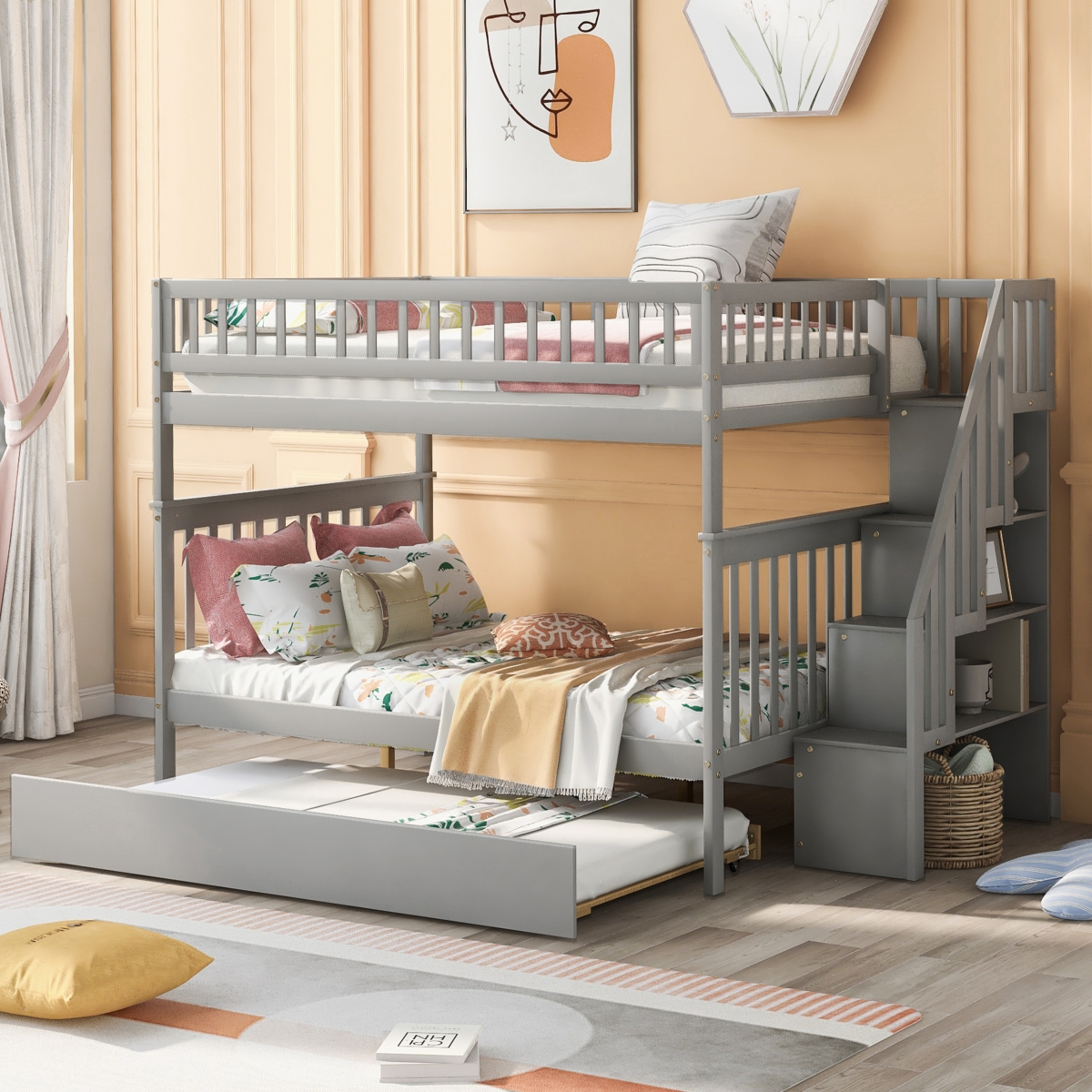 Click here for Streamdale Full Over Full Bunk Bed With Trundle An... prices