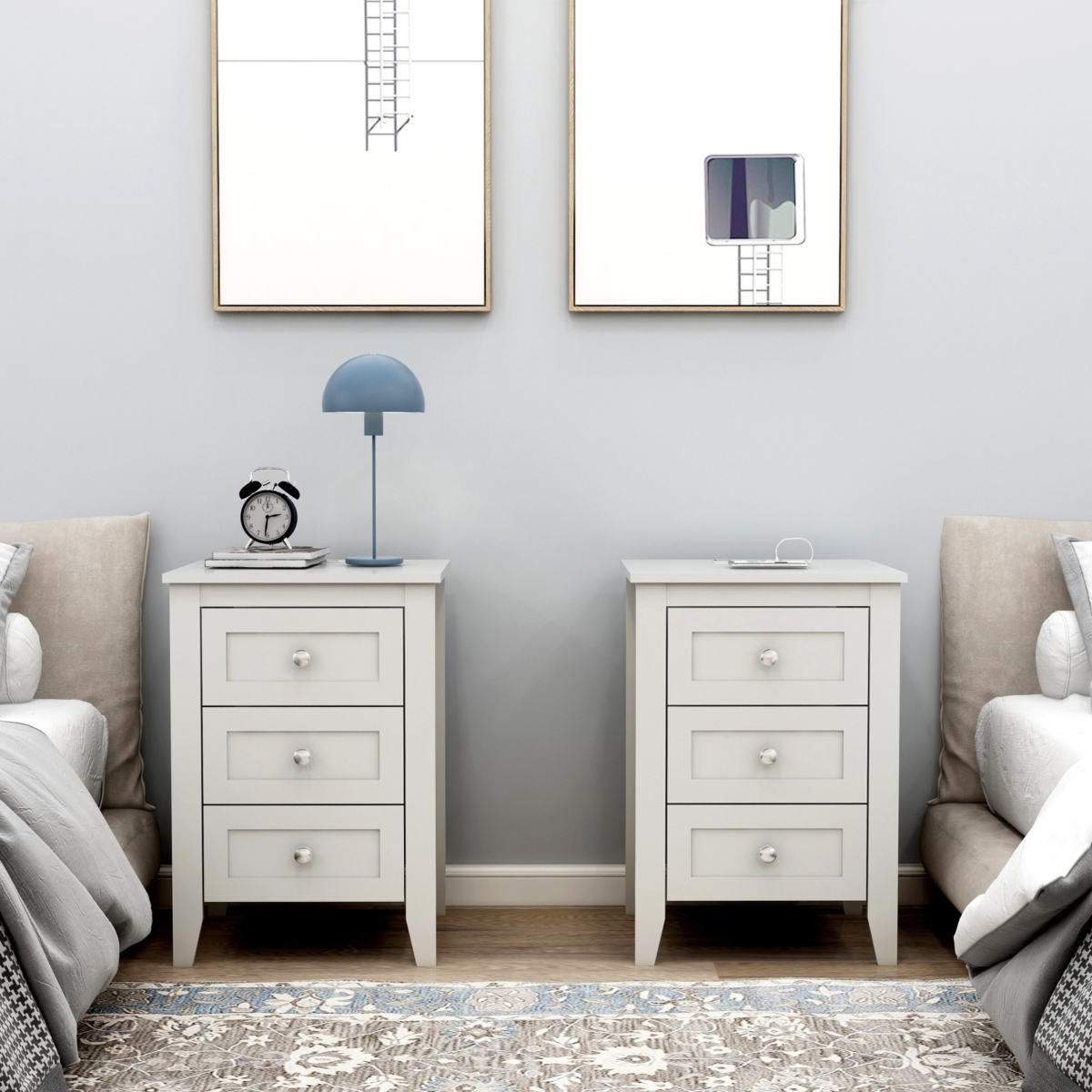 Click here for Streamdale Modern White 3-Drawer Nightstand with U... prices