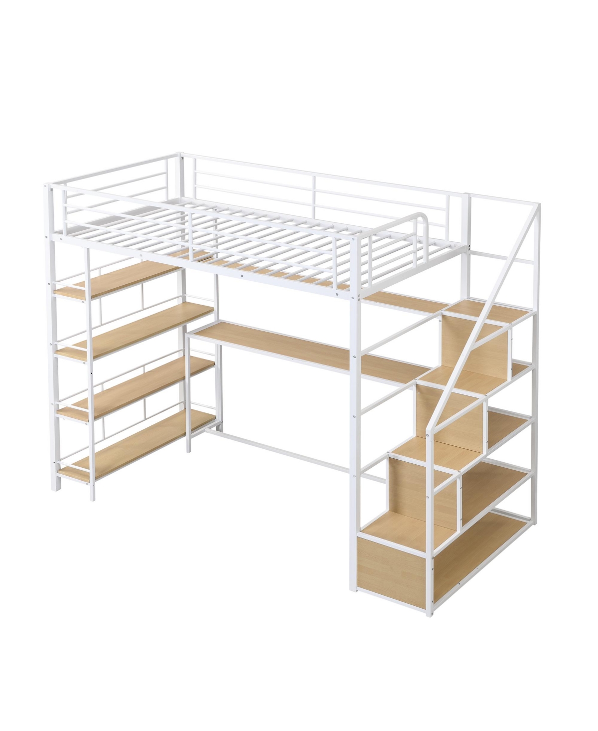 Click here for Simplie Fun Twin Size Metal Loft Bed With Staircas... prices
