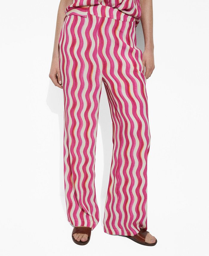 MANGO Women's Wide Leg Printed Pants - Macy's