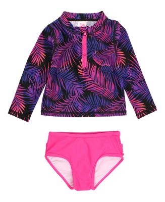 RuffleButts Baby Girls Baby Long Sleeve Zipper Rash Guard 2-Piece - Macy's