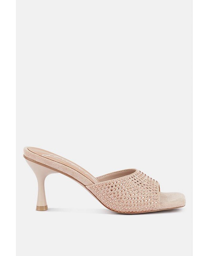 London Rag Imprint Heat Set Diamante Slip On Sandals - Macy's