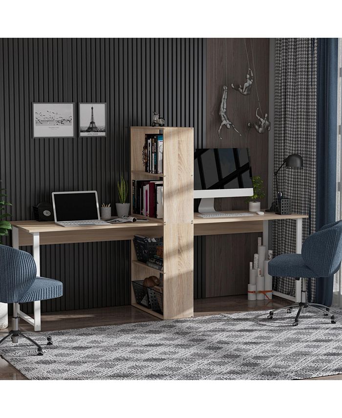 HOMCOM Computer Table Writing Table Home Office Workstation w ...