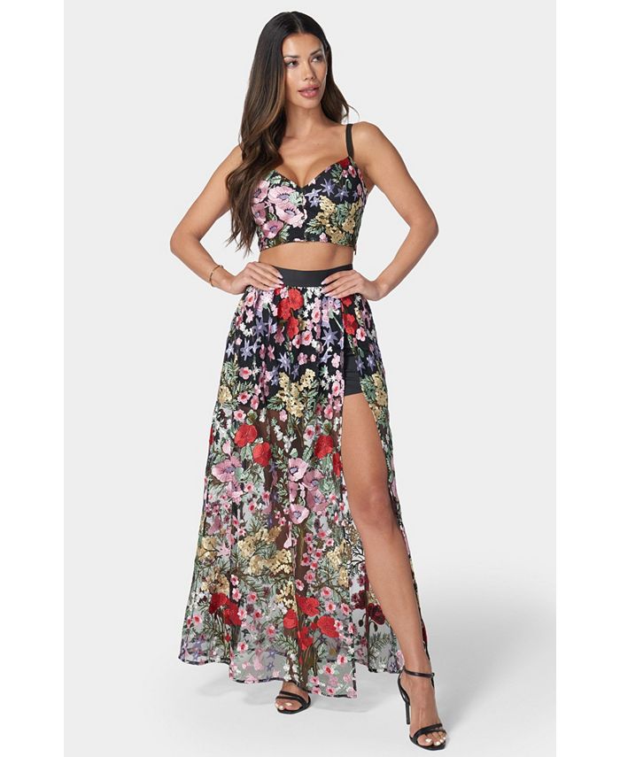 Bebe Women's Floral Embroidered Two Piece Set - Macy's