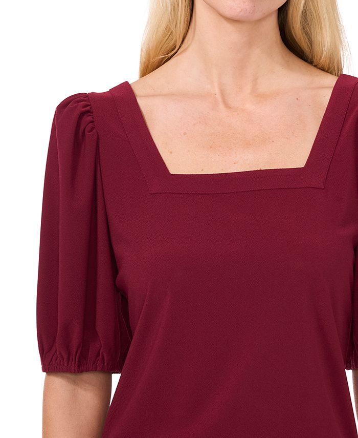 CeCe Women's Square-Neck Puff-Sleeve Blouse - Macy's