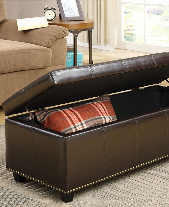 Simpli Home Rhodes Faux Leather Rectangular Storage Ottoman - Macy's
