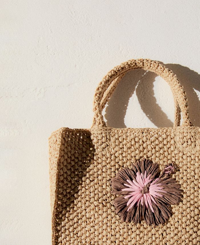 MANGO Women's Natural Fiber Handbag - Macy's