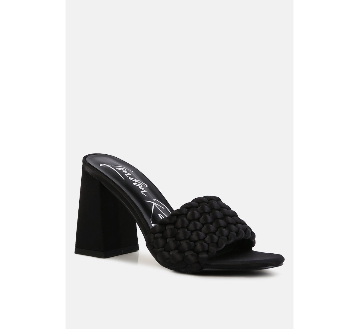 Click here for Lust Look Braided Satin Block Sandals Women - Blac... prices