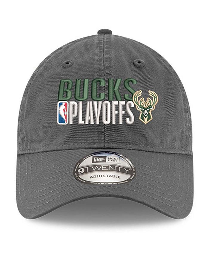 New Era Men's Gray Milwaukee Bucks 2024 NBA Playoffs 9TWENTY Adjustable ...