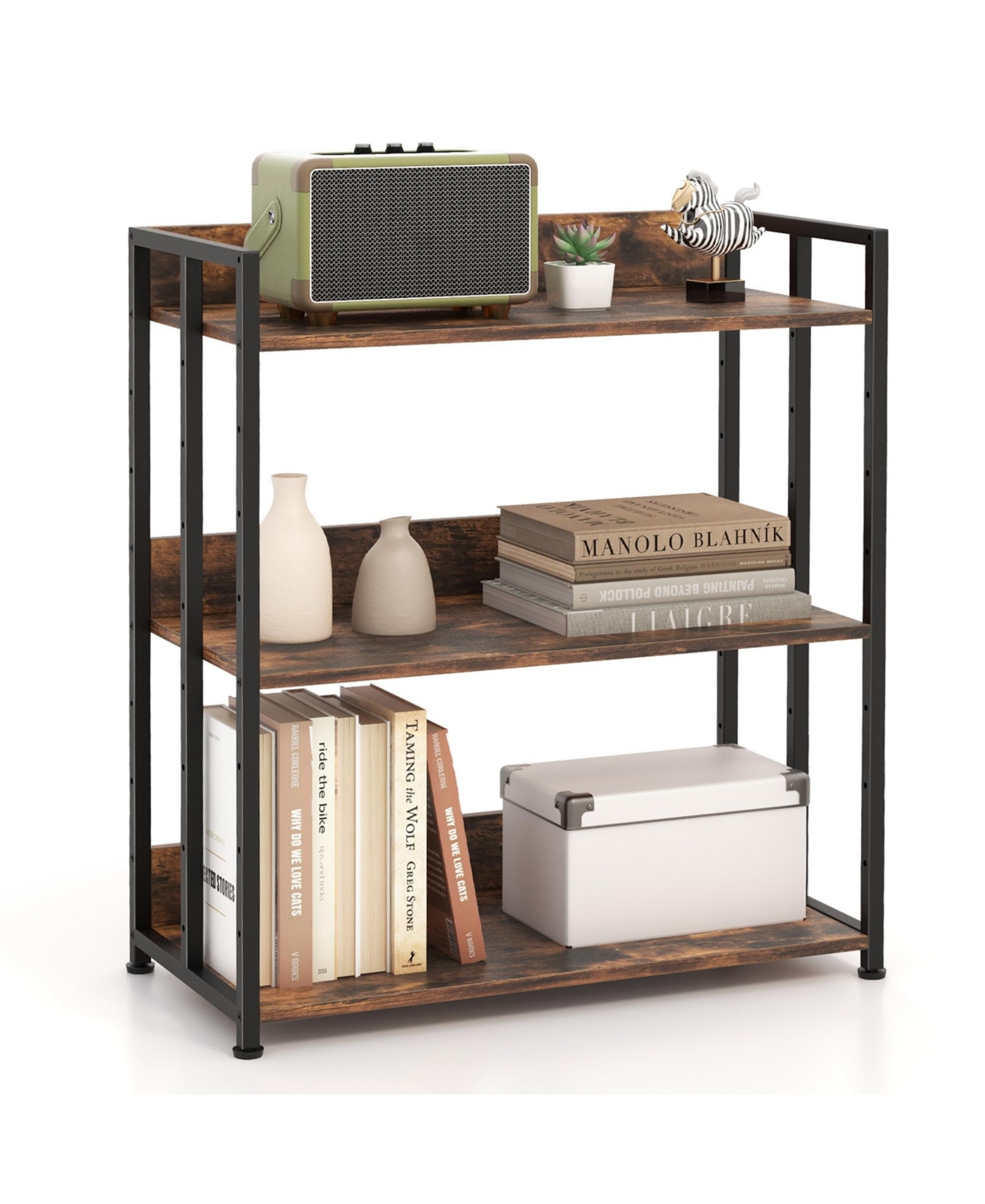 Click here for 3-Tier Industrial Metal Frame Corner Bookcase with... prices