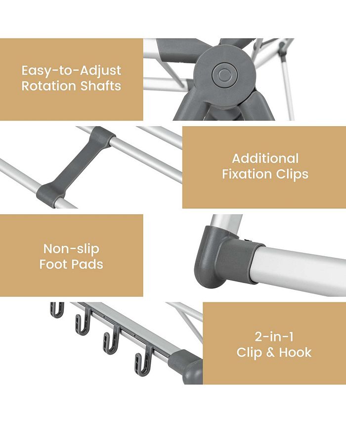Costway 2-Layer Space-saving Aluminum Drying Rack Collapsible Clothes ...