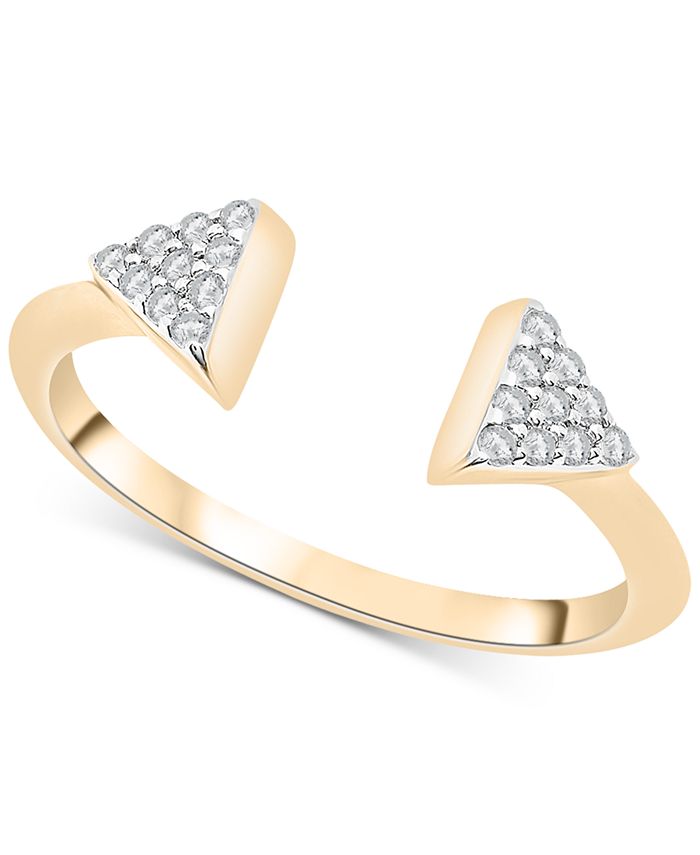 Wrapped Diamond Triangle Cluster Cuff Ring (1/6 ct. t.w.) in 10k Gold ...