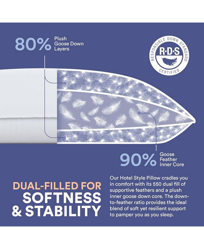 Continental Bedding Down Feather Down Pillows Standard Size Pack of 1 - Hotel Pillow Style - Macy's