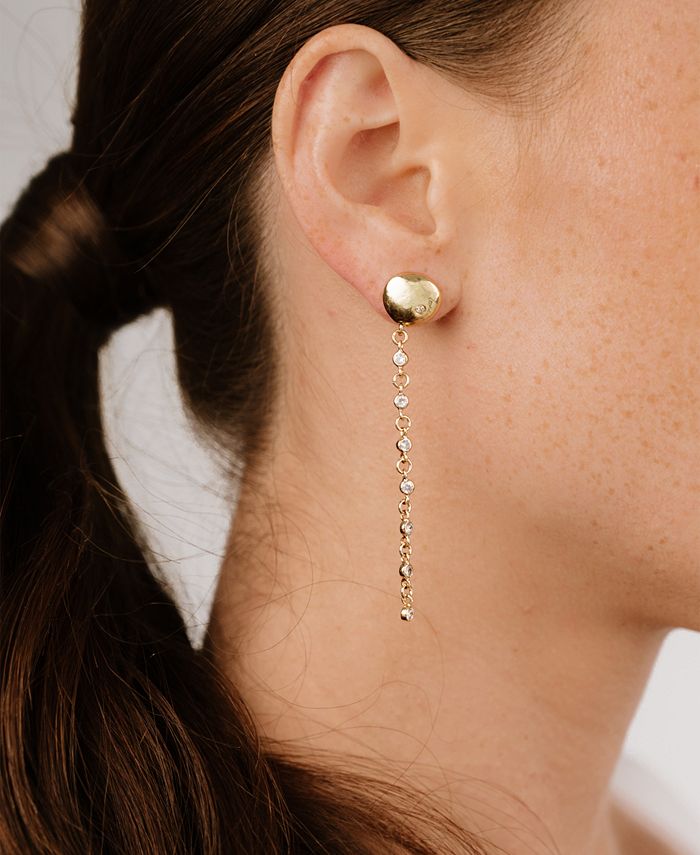 ETTIKA Polished Pebble Linear Crystal Chain Drop Earrings - Macy's