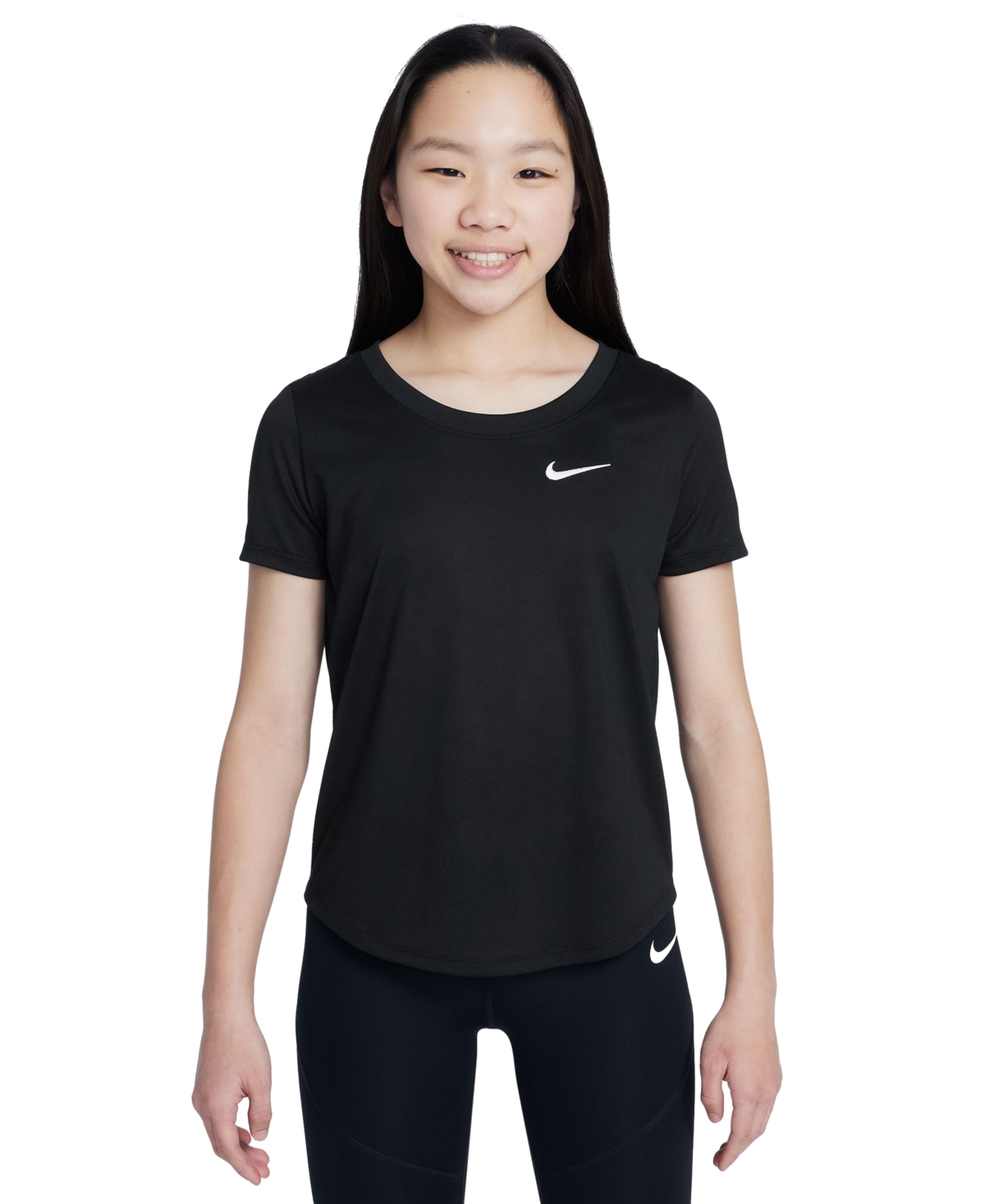 Click here for Nike Big Girls Dri-fit Swoosh Logo Crewneck T-Shir... prices
