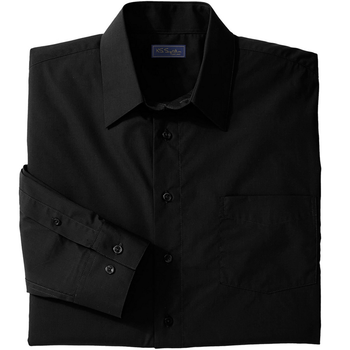 Click here for KingSize Big & Tall Wrinkle-Free Dress Shirt - Bla... prices
