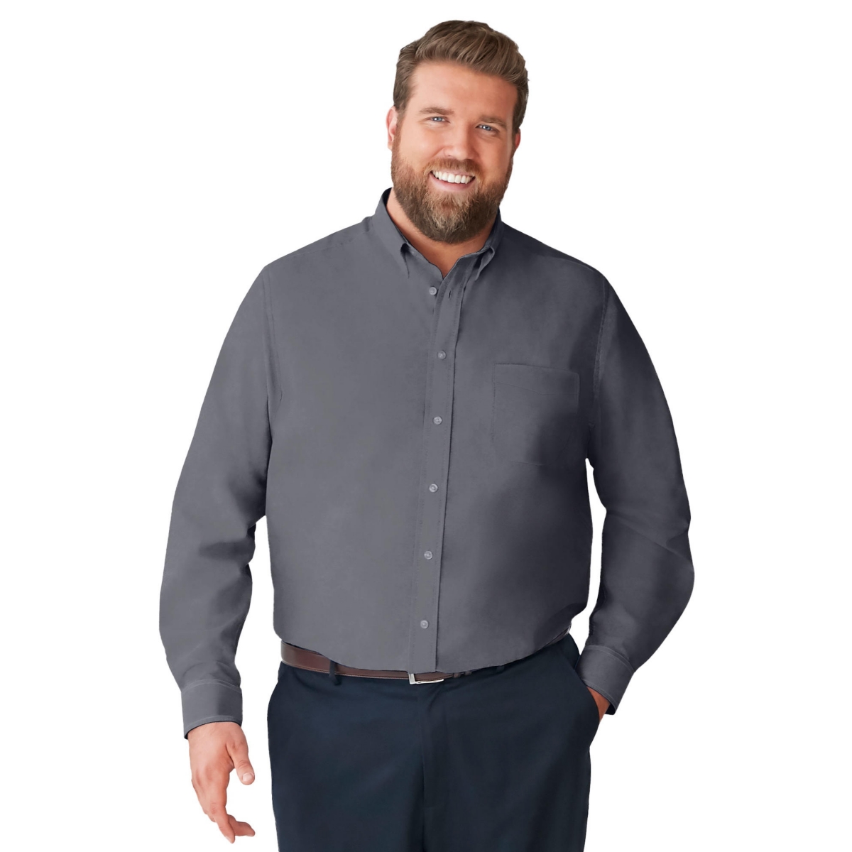 Click here for KingSize Big & Tall Wrinkle-Free Dress Shirt - Ste... prices