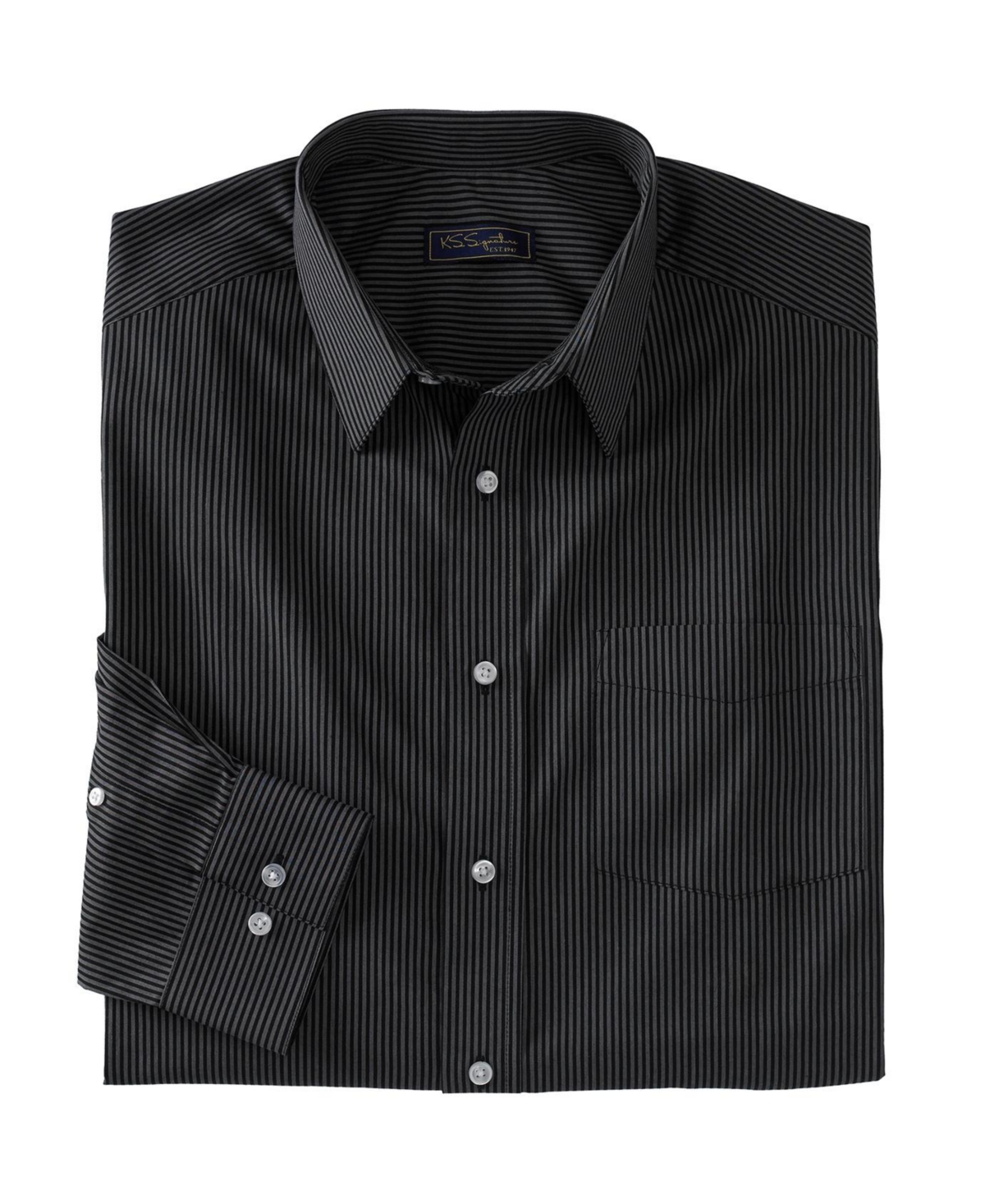Click here for KingSize Big & Tall Wrinkle-Free Dress Shirt - Bla... prices