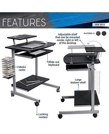 Simplie Fun Compact Computer Cart With Storage, Graphite - Macy's